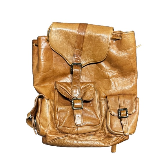 Bags | Vintage Genuine Leather Light Brown Backpack | Poshmark